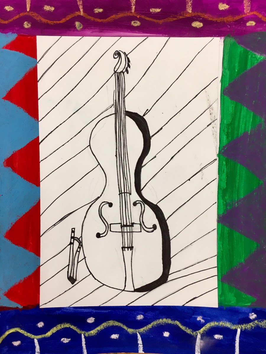 4th grade Musical Instrument Observational Drawings with Oil Pastel and ...