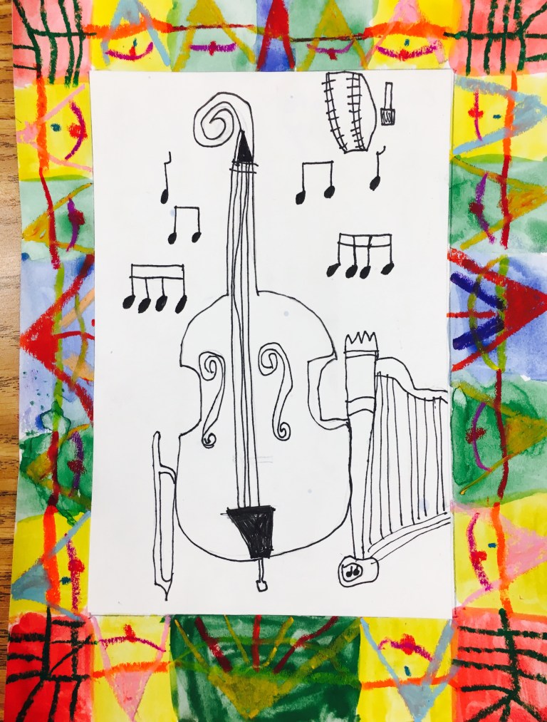 4th grade Musical Instrument Observational Drawings with Oil Pastel and ...