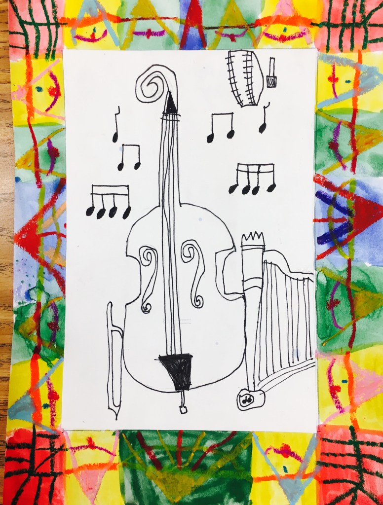 4th grade Musical Instrument Observational Drawings with Oil Pastel and ...