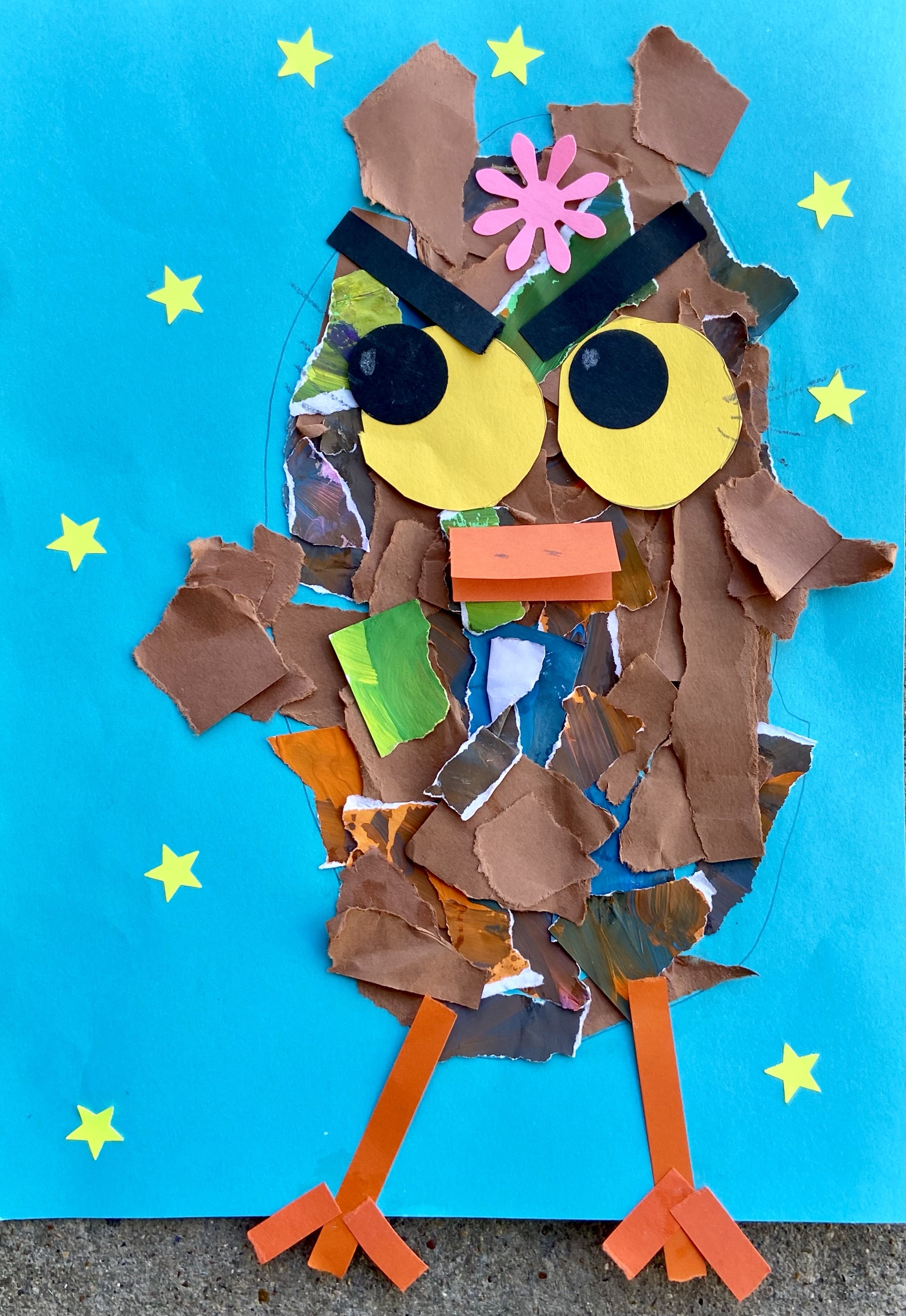 Kindergarten Painted Torn Paper Owls | Wow Art Project