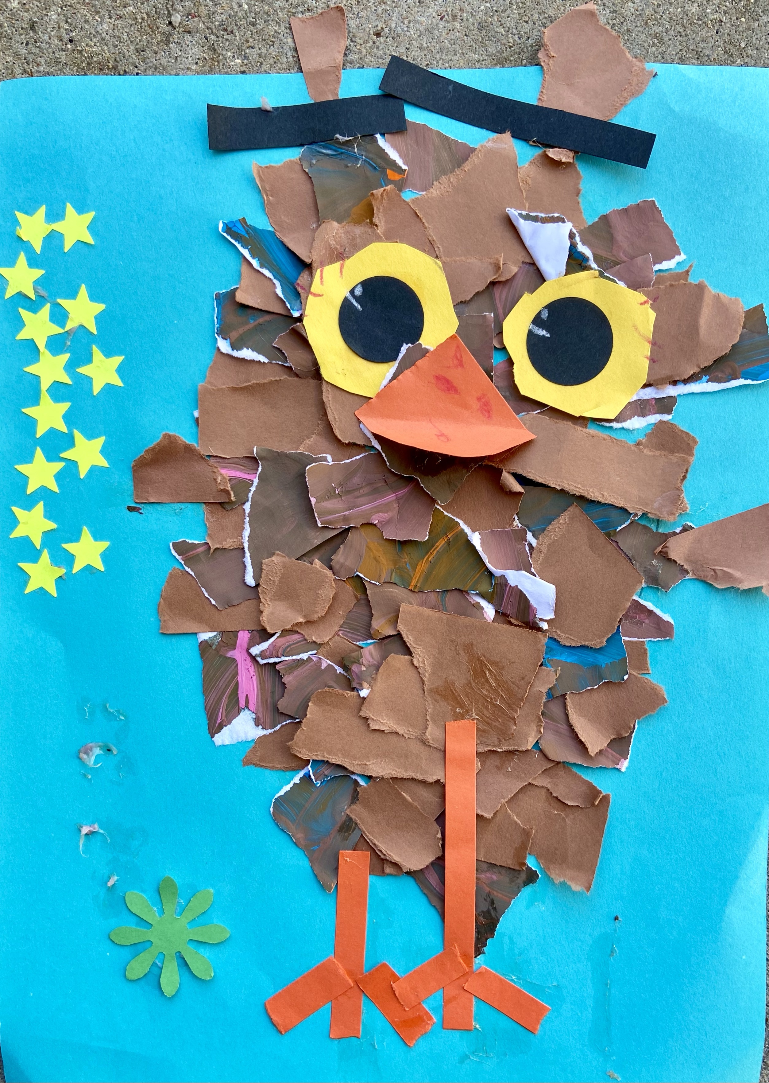Kindergarten Painted Torn Paper Owls | Wow Art Project