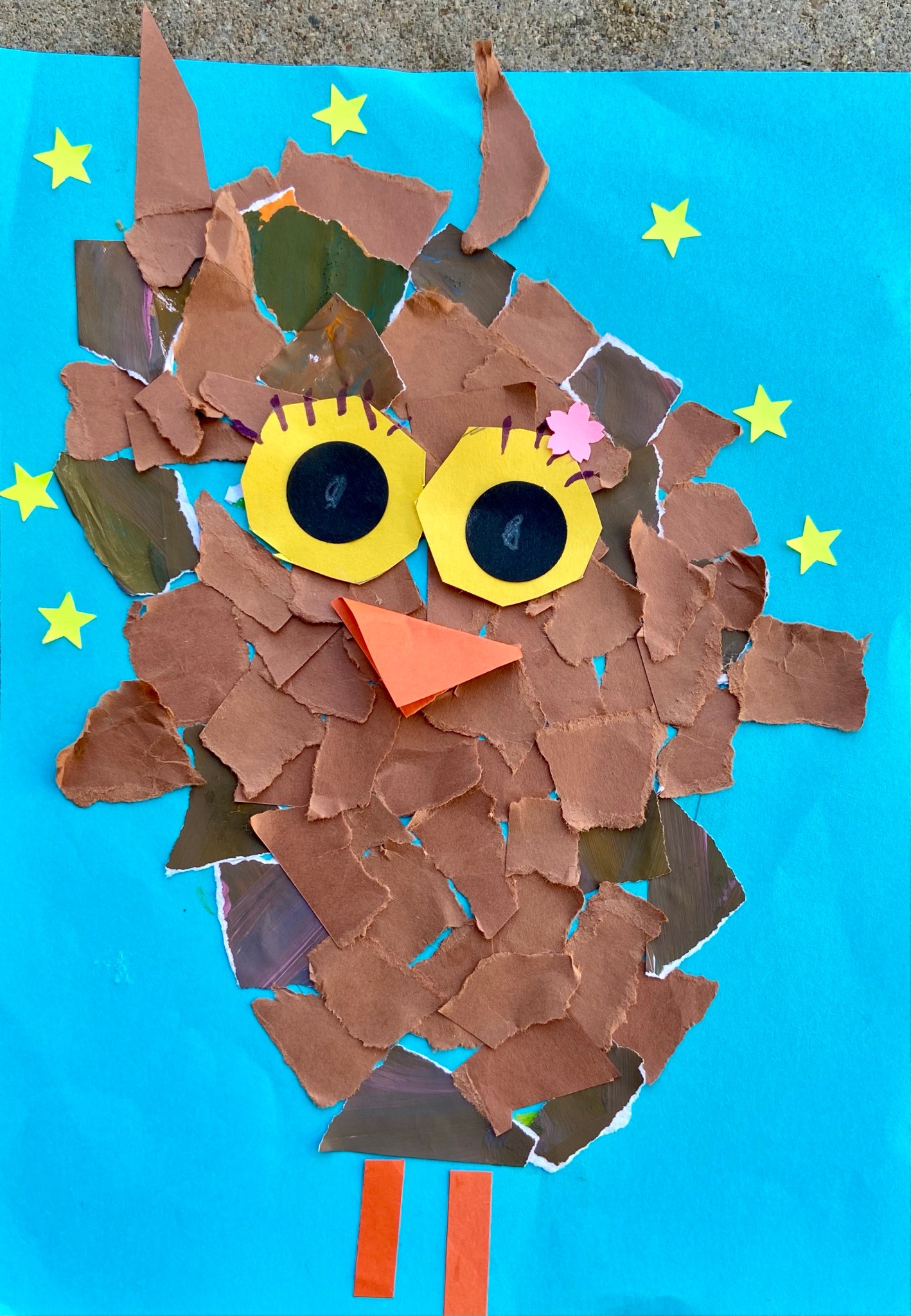 Kindergarten Painted Torn Paper Owls | Wow Art Project