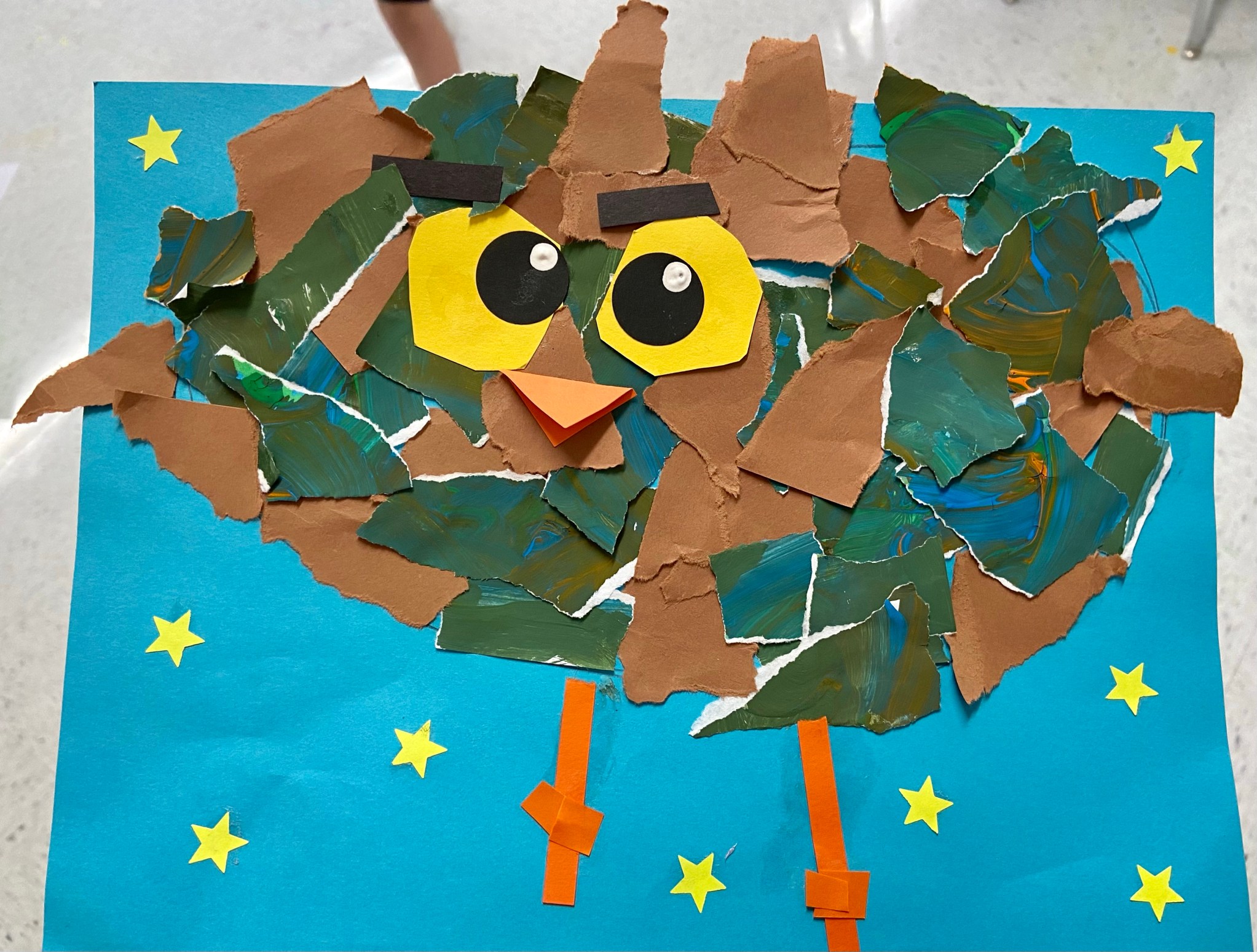 Kindergarten Painted Torn Paper Owls | Wow Art Project