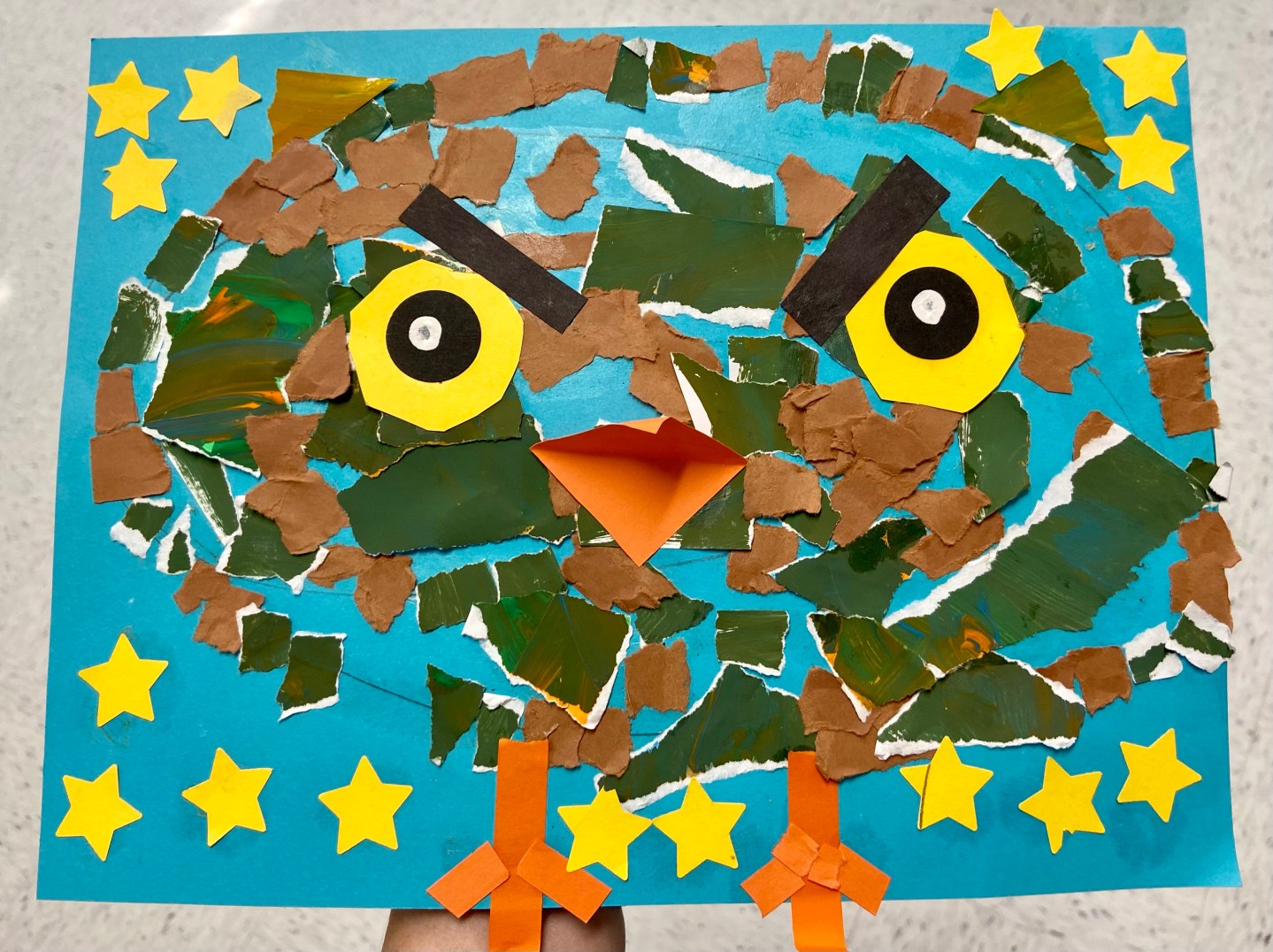 Kindergarten Painted Torn Paper Owls | Wow Art Project