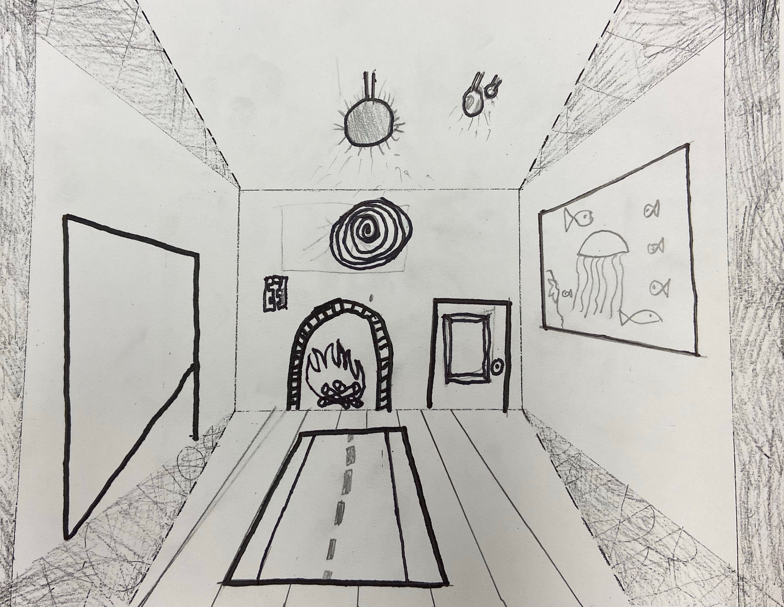 5th grade Peter Sansom inspired Reverse Perspective Room Drawings | Wow ...