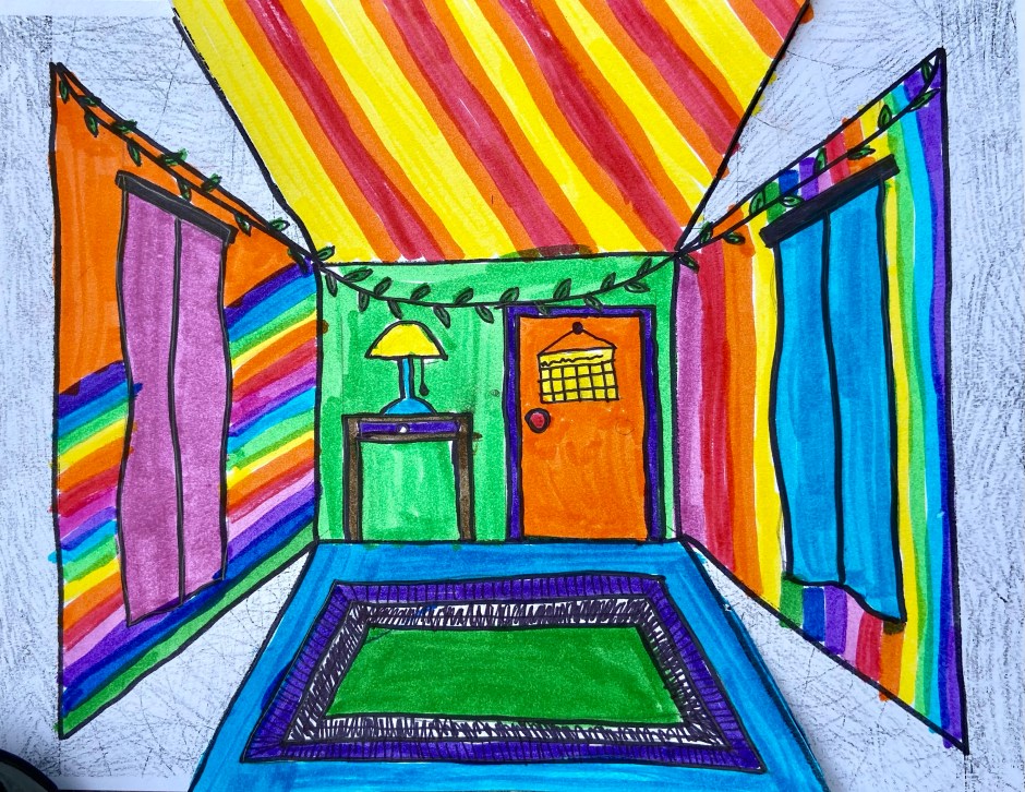 5th grade Peter Sansom inspired Reverse Perspective Room Drawings | Wow ...