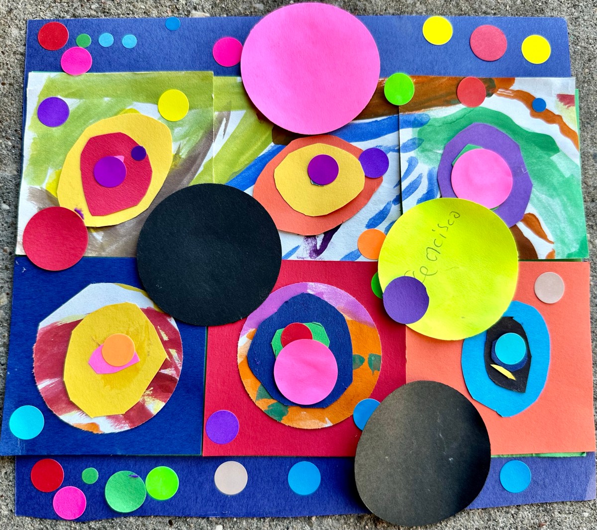 2nd grade Wassily Kandinsky Circles in Squares Combined with Howardena ...