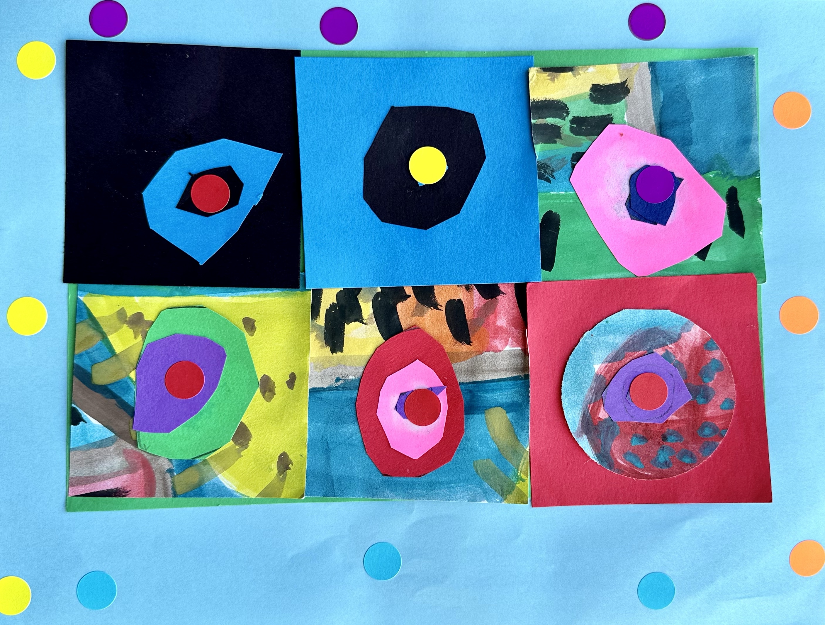 2nd grade Wassily Kandinsky Circles in Squares Combined with Howardena ...
