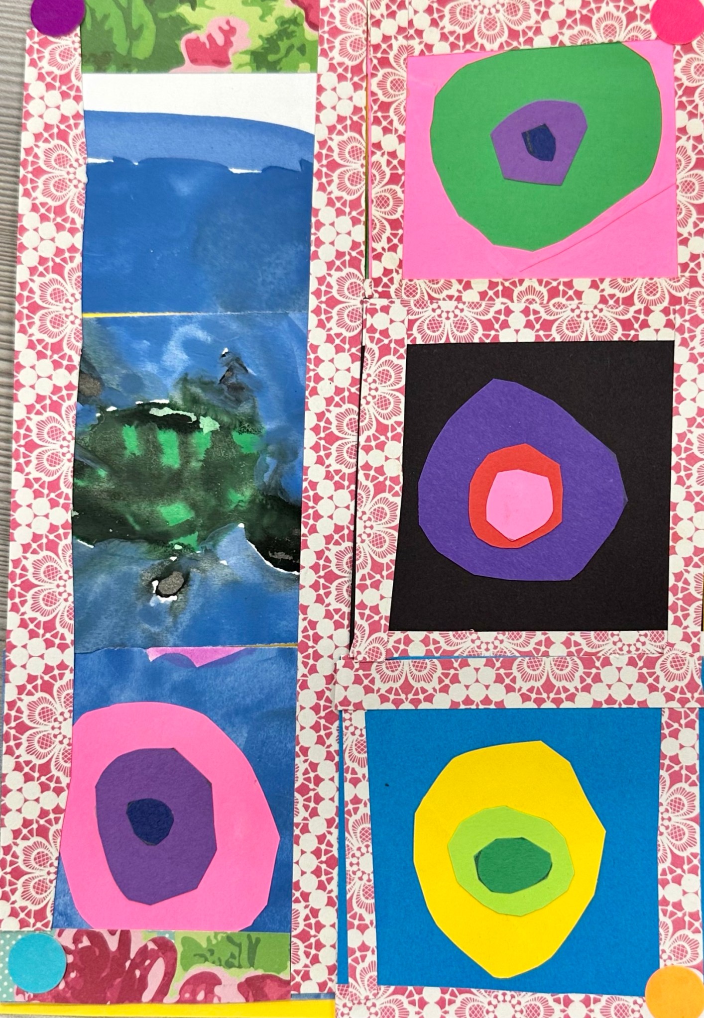 2nd grade Wassily Kandinsky Circles in Squares Combined with Howardena ...