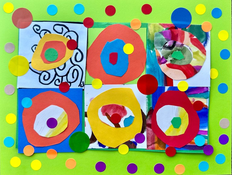 2nd grade Wassily Kandinsky Circles in Squares Combined with Howardena ...
