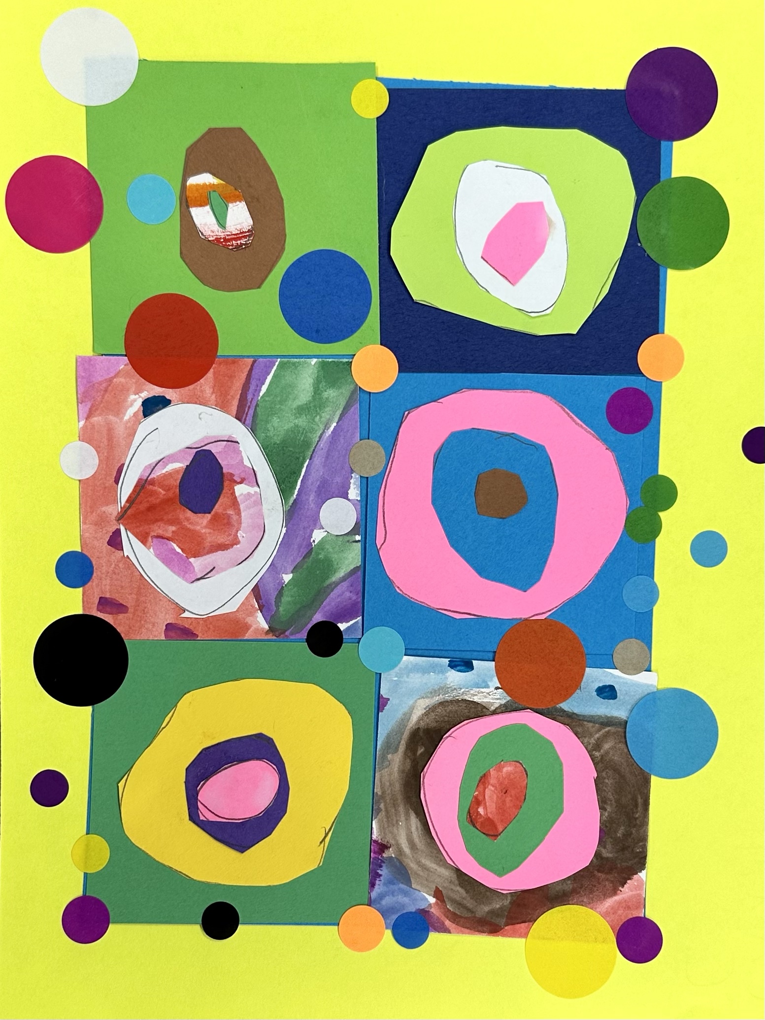 2nd grade Wassily Kandinsky Circles in Squares Combined with Howardena ...