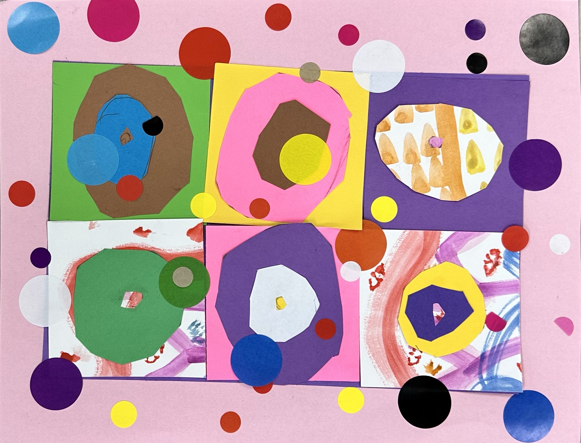 2nd grade Wassily Kandinsky Circles in Squares Combined with Howardena ...