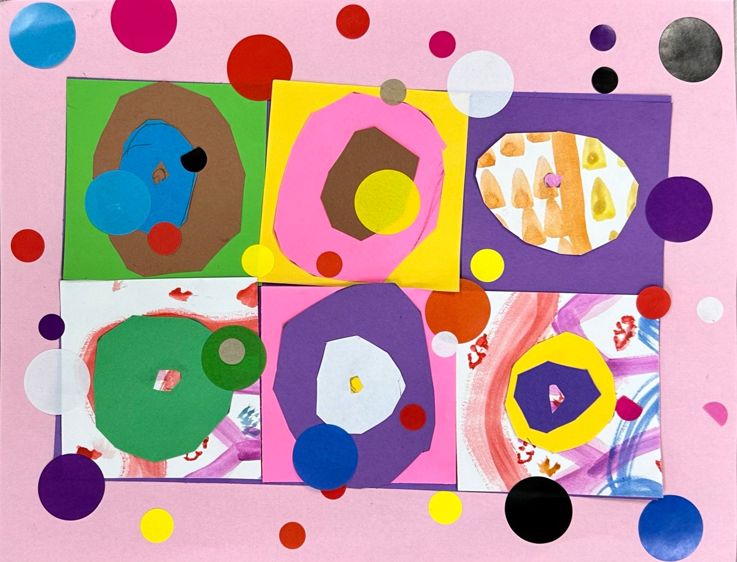 2nd grade Wassily Kandinsky Circles in Squares Combined with Howardena ...
